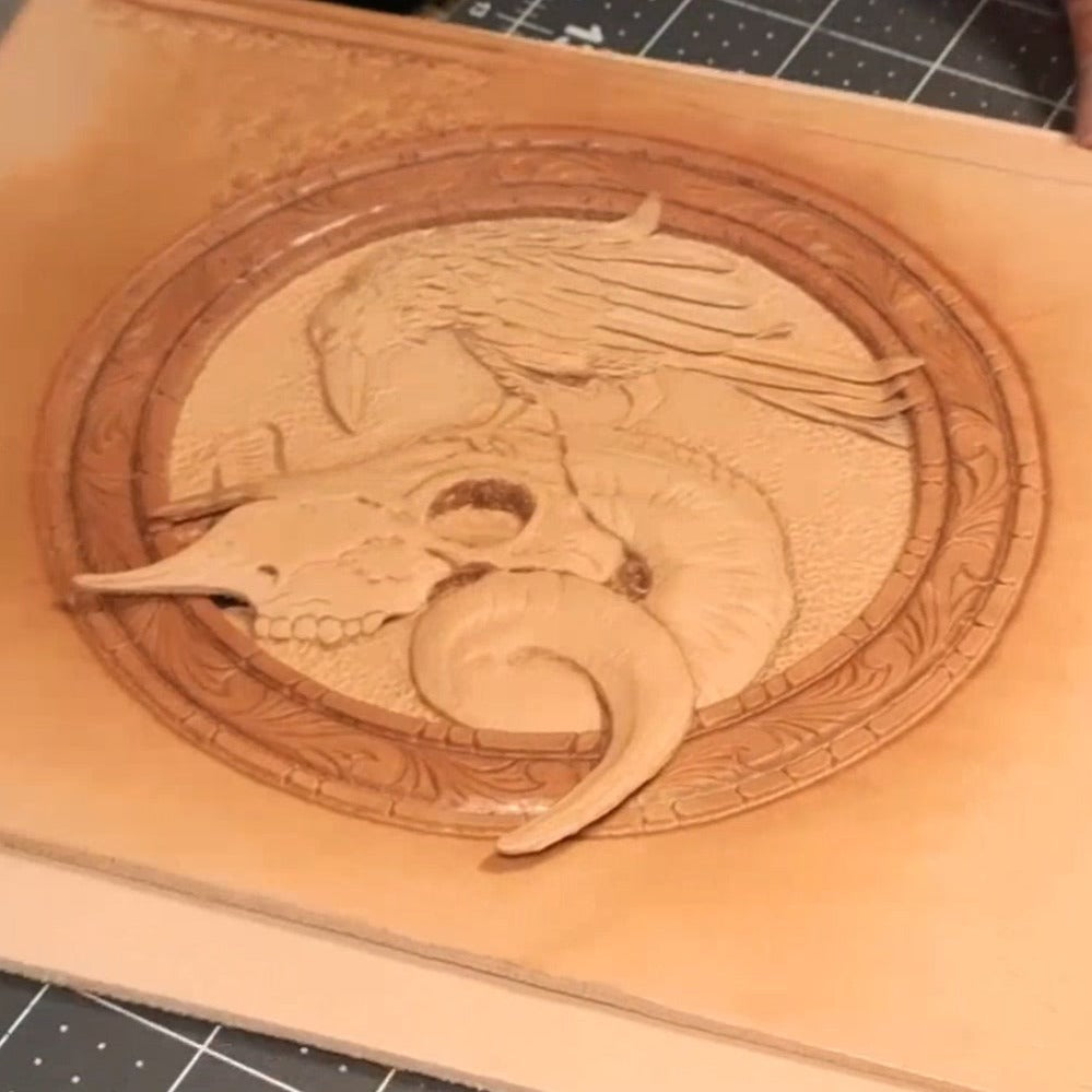 3-D Leather Raven with Ram Skull with Jürgen Volbach – Elktracks Studio