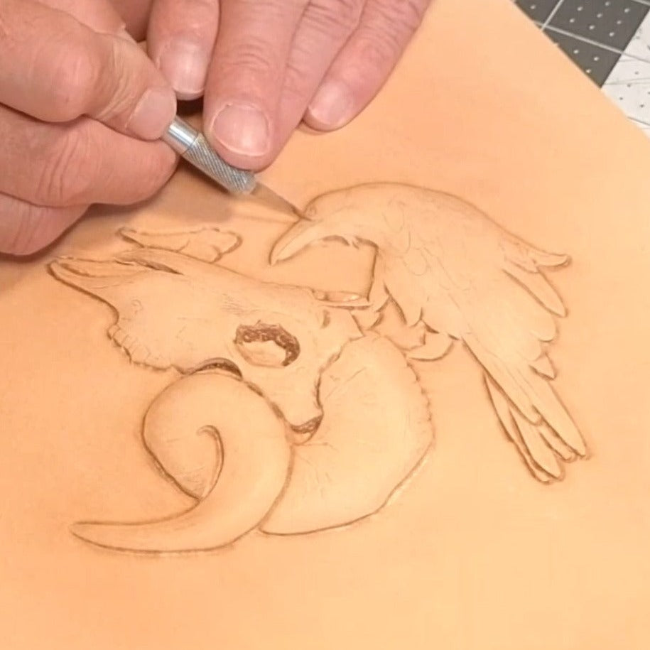 3-D Leather Raven with Ram Skull with Jürgen Volbach – Elktracks Studio